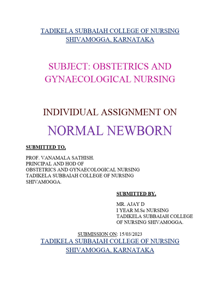 Assignment Front Page | PDF | Nursing | Obstetrics