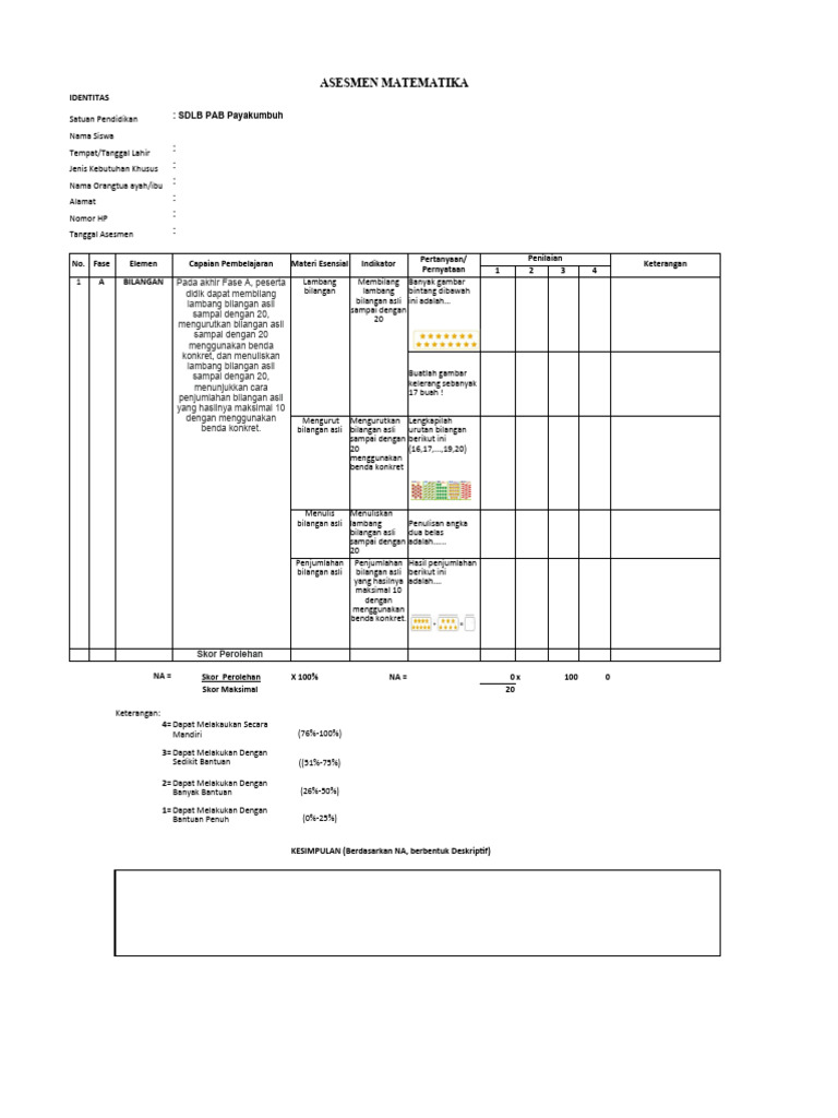 Asesmen MTK Fase A | PDF