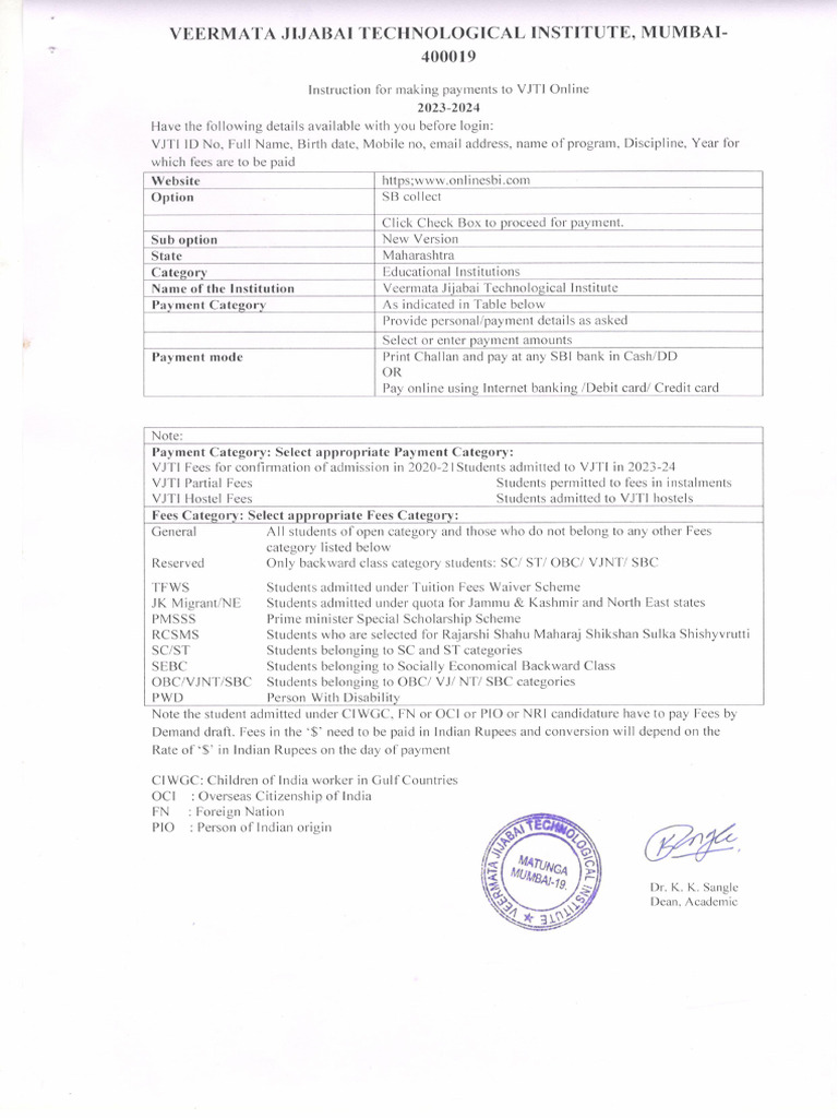 Fee Structure AY2023 24 First Year B.tech M.tech MCA and PHD | PDF