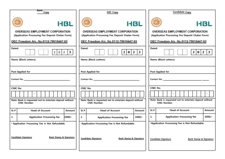 OEC Application Fee Deposit Form | PDF | Investing | Money