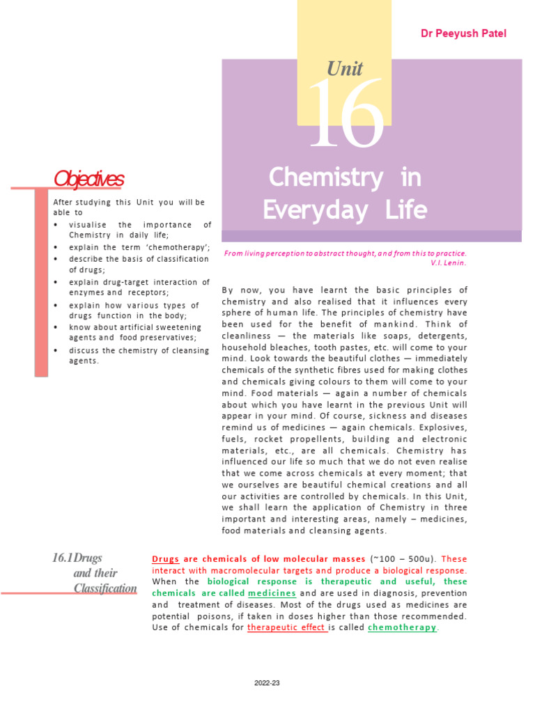 Chemistry in Everyday Life: Objectives | PDF | Active Site | Enzyme