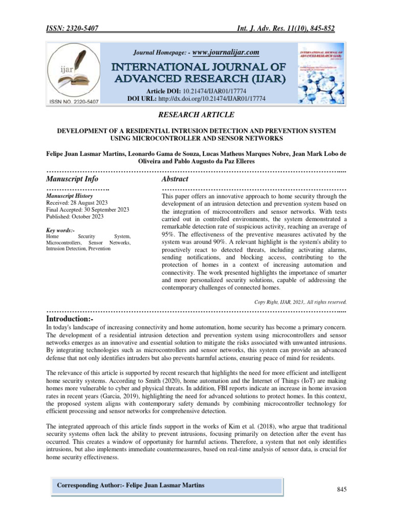 DEVELOPMENT OF A RESIDENTIAL INTRUSION DETECTION AND PREVENTION SYSTEM ...
