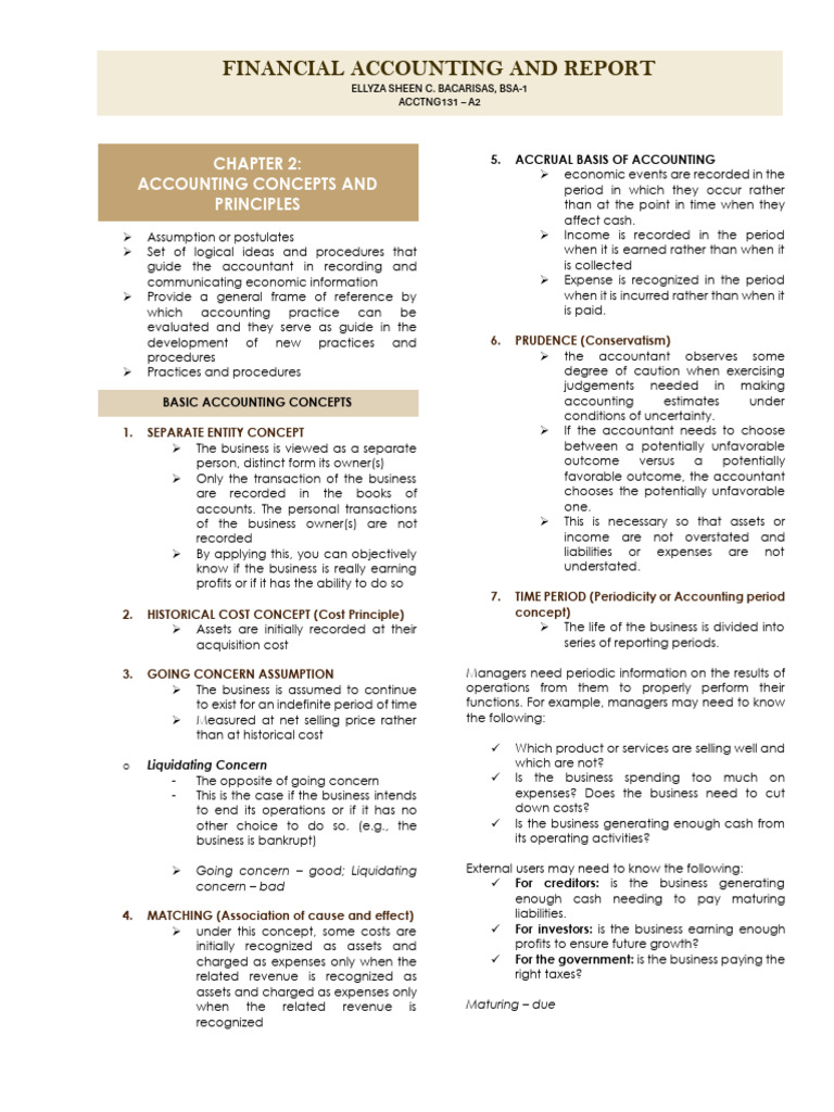 ACCTNG131 Chapter 2 Accounting Concepts and Principles | PDF | Cost ...