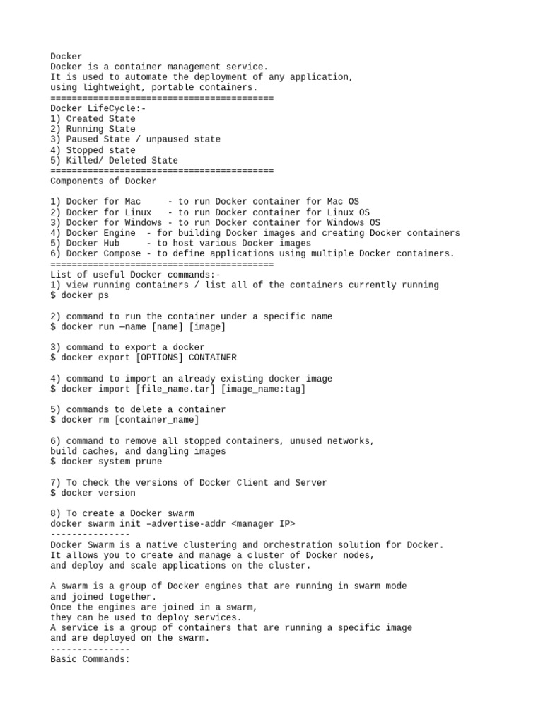 Docker Flash Card | PDF | Cloud Computing | Windows Registry