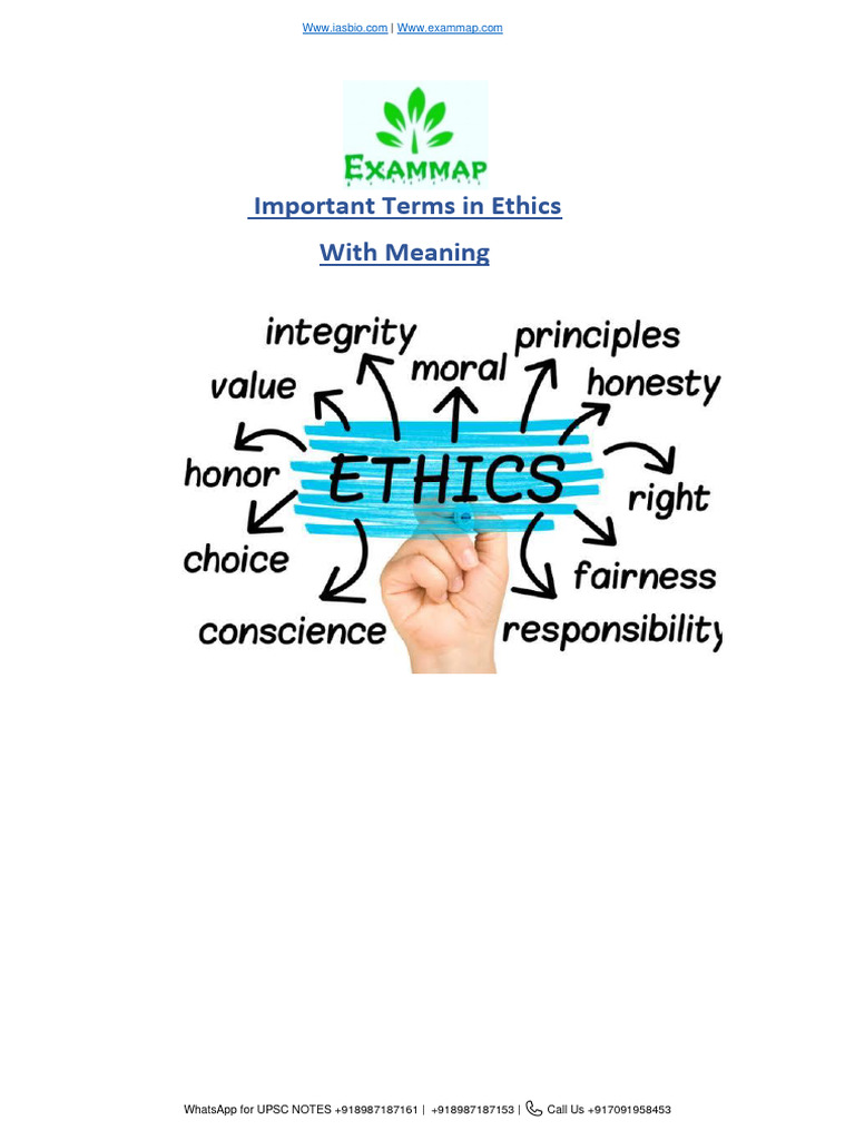 Important Terms in Ethics and Their Meaning For UPSC CSE | PDF | Morality