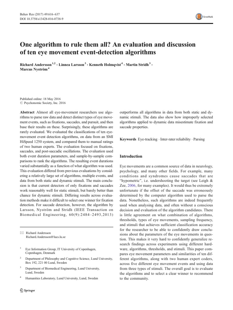 Fixation Algorithms | PDF | Kalman Filter | Cluster Analysis