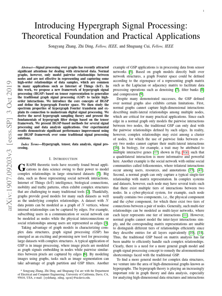 Hypergraph Signal Processing | PDF | Eigenvalues And Eigenvectors | Tensor