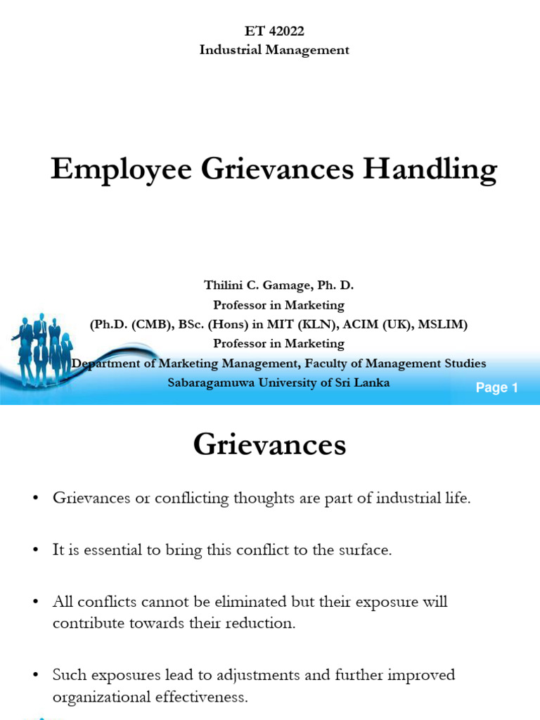 Lesson 4 - Employee Grievances Handling and Labour Management Relations ...