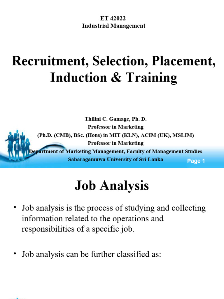 Lesson 3 - Recruitment, Selection, Placement, Induction & Training | Download Free PDF ...