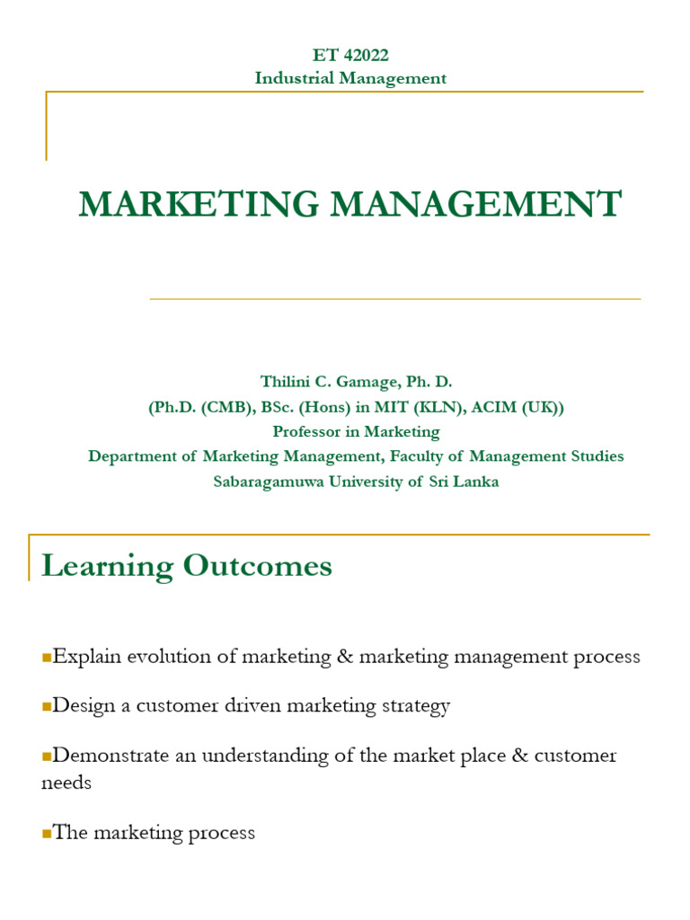 Marketing Management Essentials | PDF | Marketing | Sales