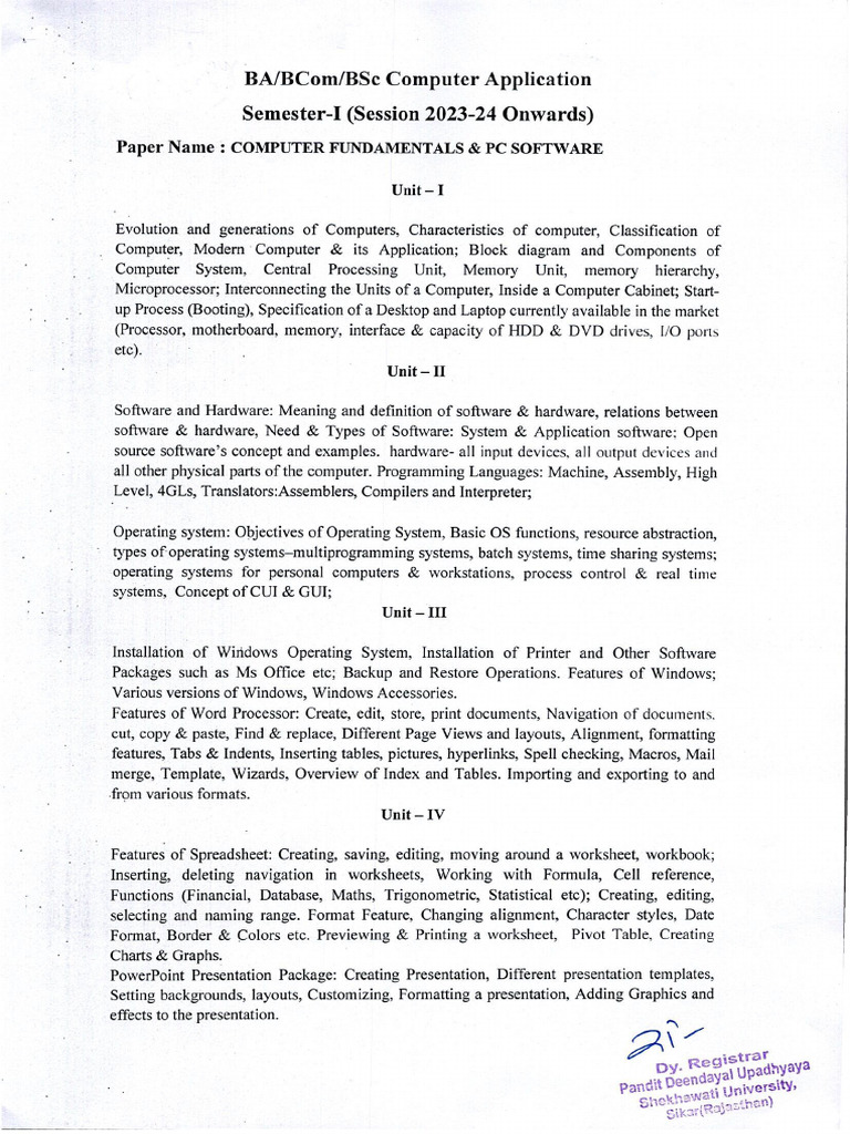 Syllabus Computer Application - 0001 | PDF