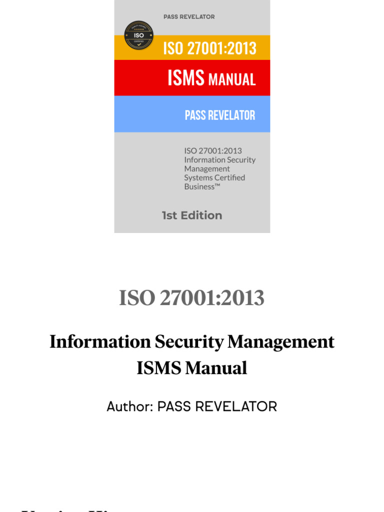 ISO 27001 2013 ISMS Manual PASS REVELATOR | PDF | Information Security ...