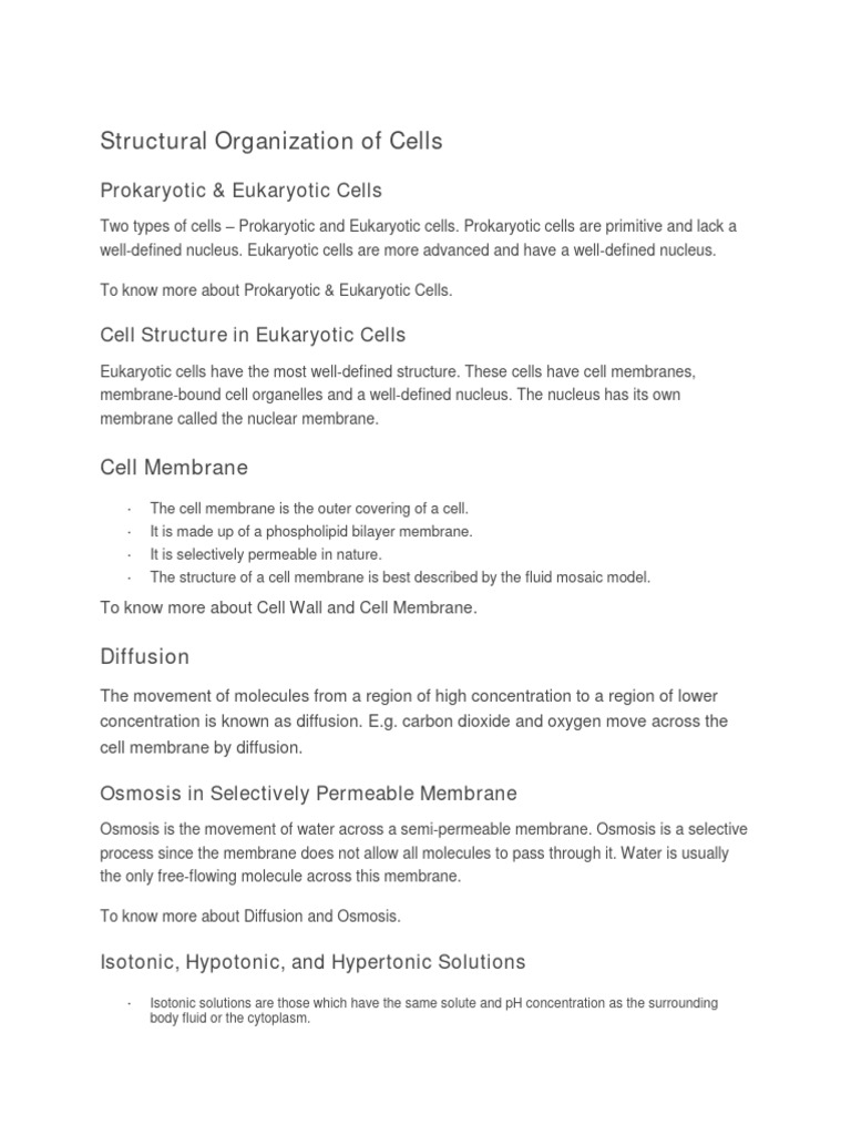 Class 9 Fundamental Unit of Life (Notes) | PDF | Cell (Biology ...