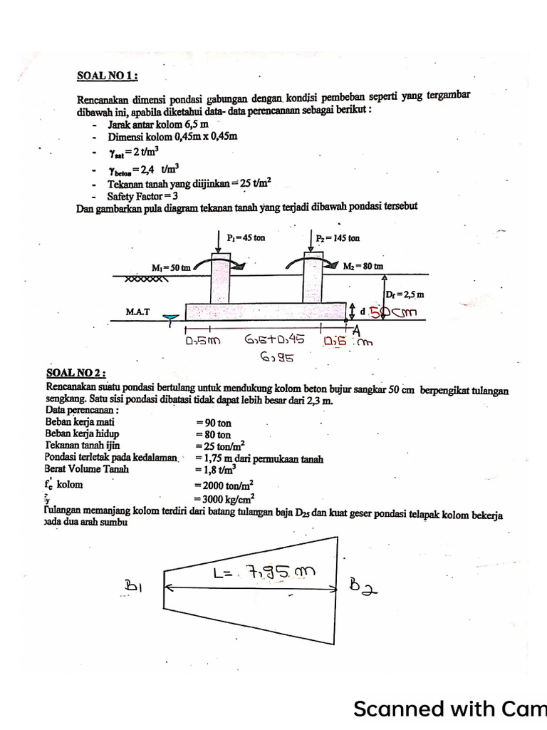 Contoh Step Perencanaan Pondasi Gabungan Dengan Momen | PDF