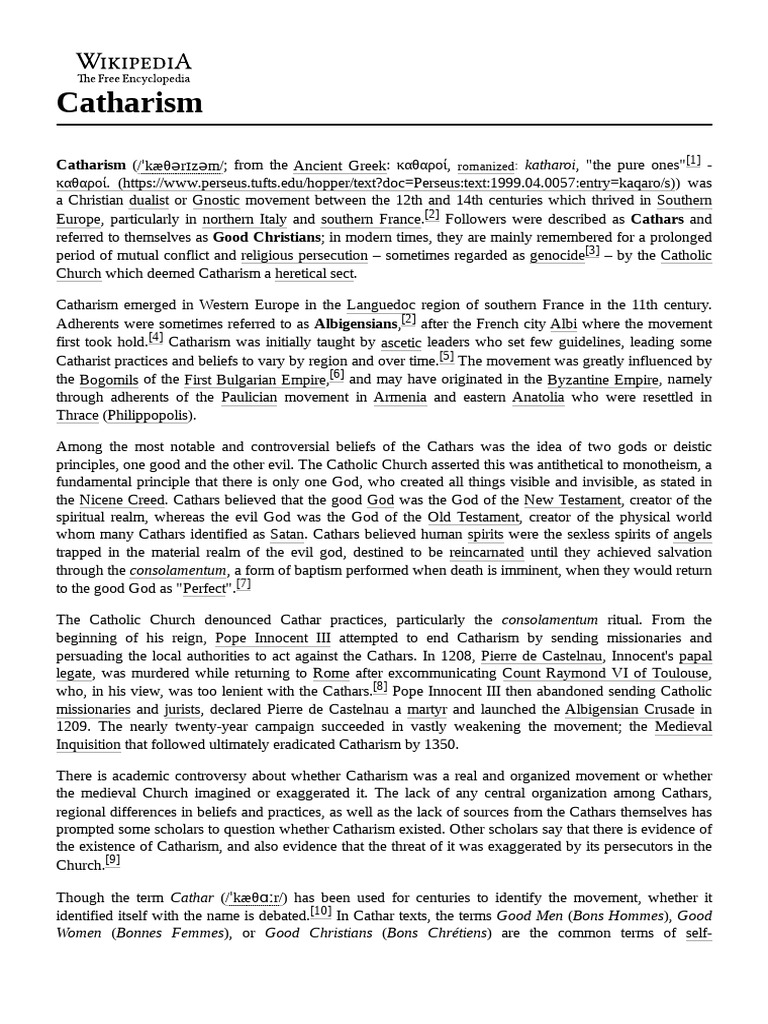 Catharism | PDF | Catharism | Religious Belief And Doctrine