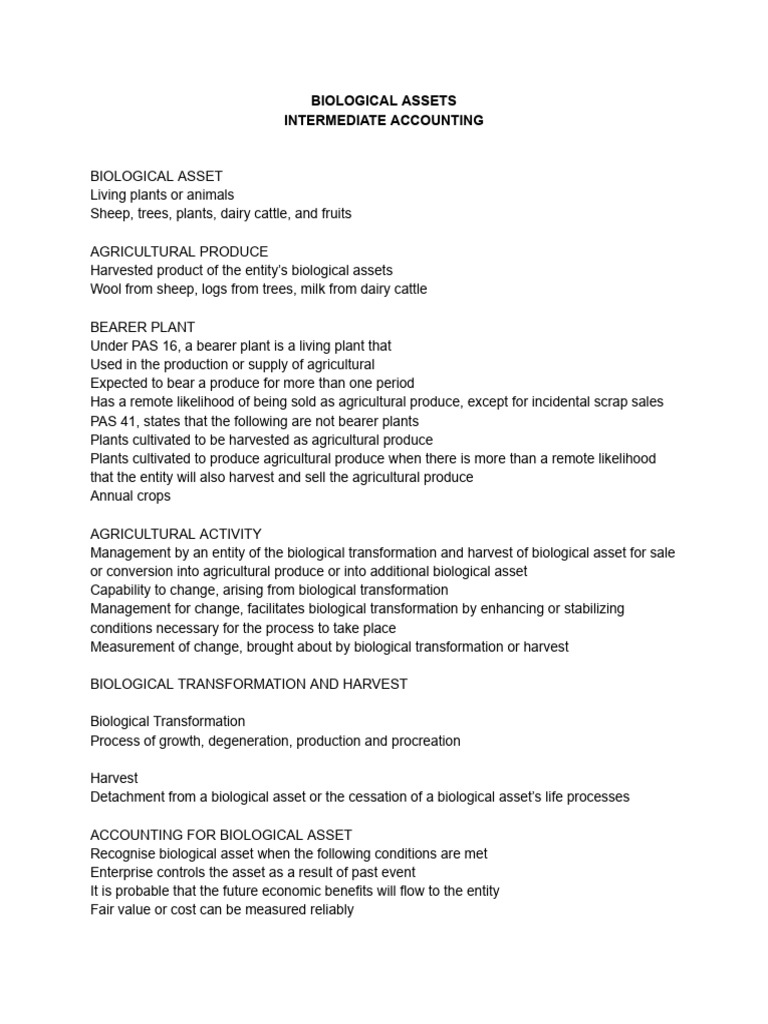 Intermediate Accounting BIOLOGICAL ASSETS | PDF | Fair Value | Agriculture