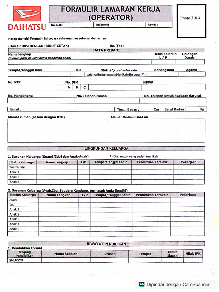 Form. Lamaran Kerja ADM SMK | PDF