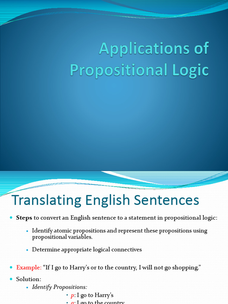 Applications of Propositional Logic | PDF | Logic Gate | Proposition