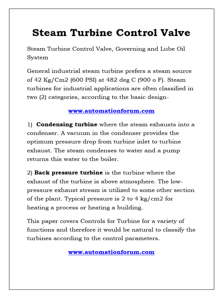 Steam Turbine Control Valve | PDF | Pump | Valve