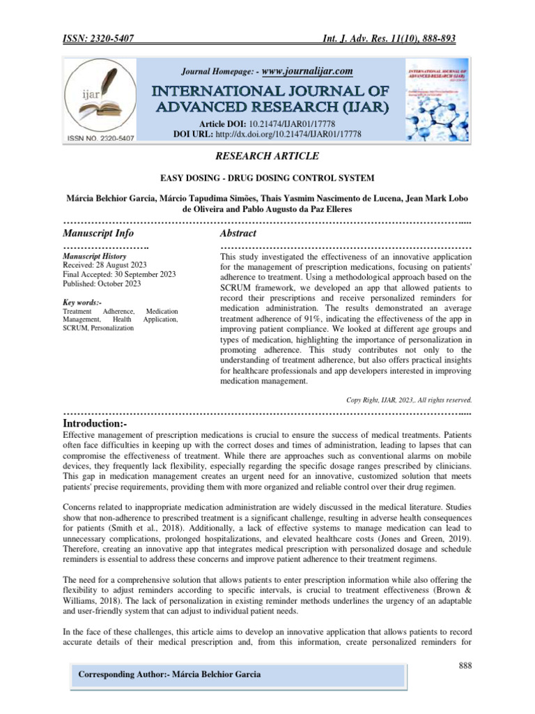 Easy Dosing - Drug Dosing Control System | PDF | Usability | Health Care