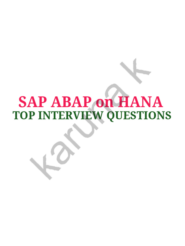SAP ABAP Interview Prep Guide | PDF | Database Index | Programming