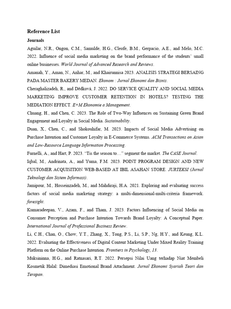 Reference List | PDF | Marketing | Marketing Communications