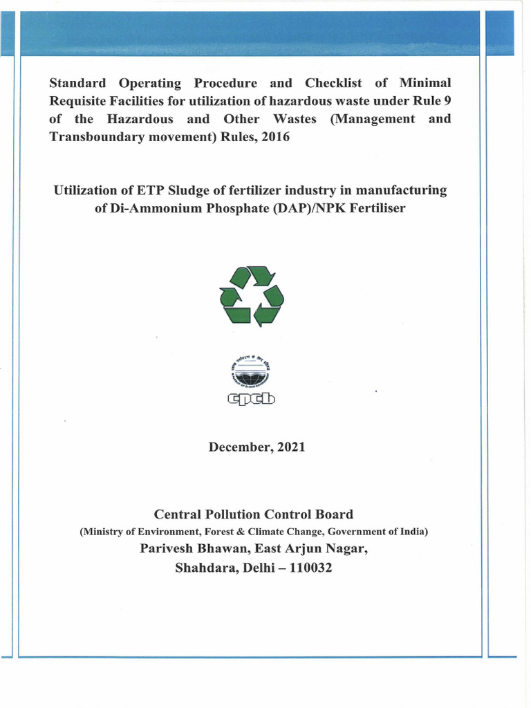 ETP Sludge Utilization in Fertilizer Production | PDF | Waste ...