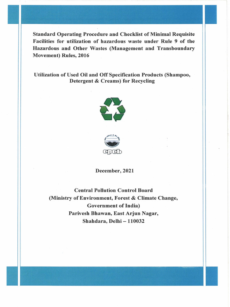 75 - SOP - Utilsation of Used Oil | PDF | Recycling | Waste