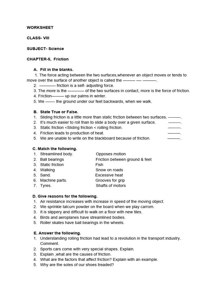 Friction Worksheet 3 | PDF | Friction | Mechanical Engineering