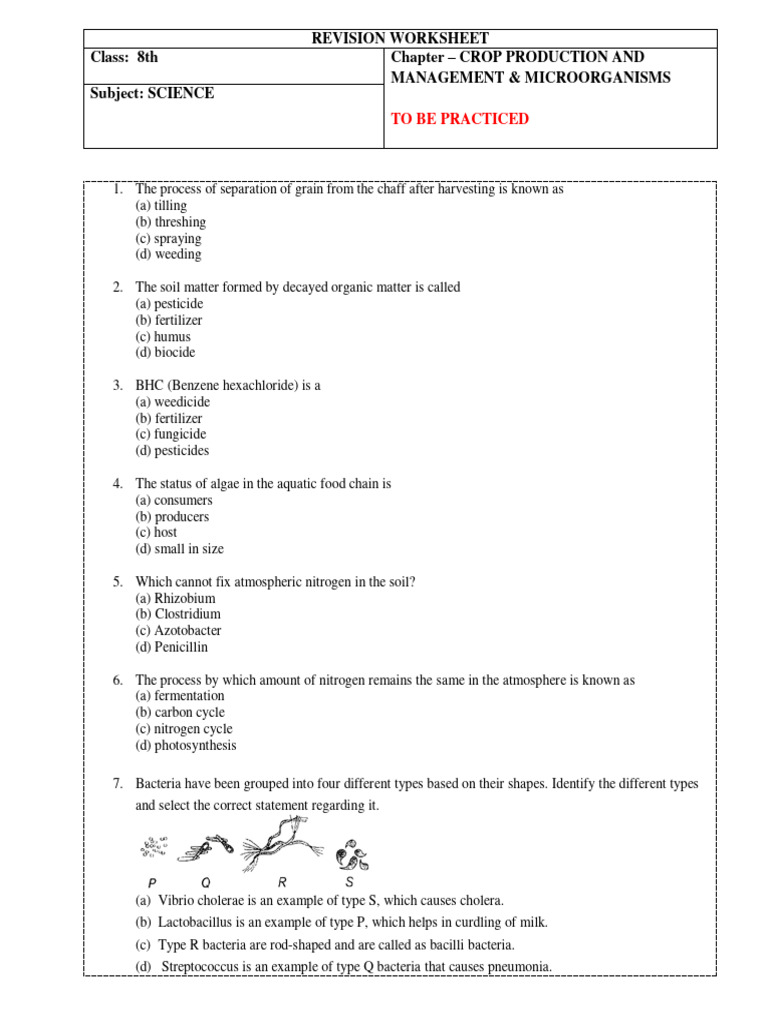 Crop and Micro Worksheet Combined | PDF | Combustion | Pressure