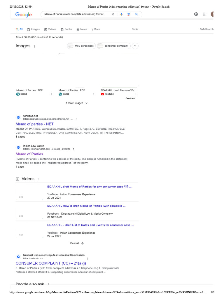 Memo of Parties (With Complete Addresses) Format - Google Search | PDF ...
