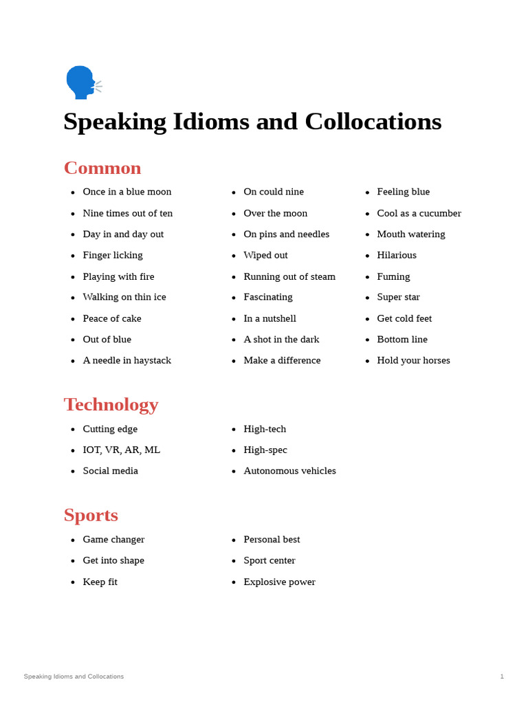 Common Idioms & Collocations Guide | PDF