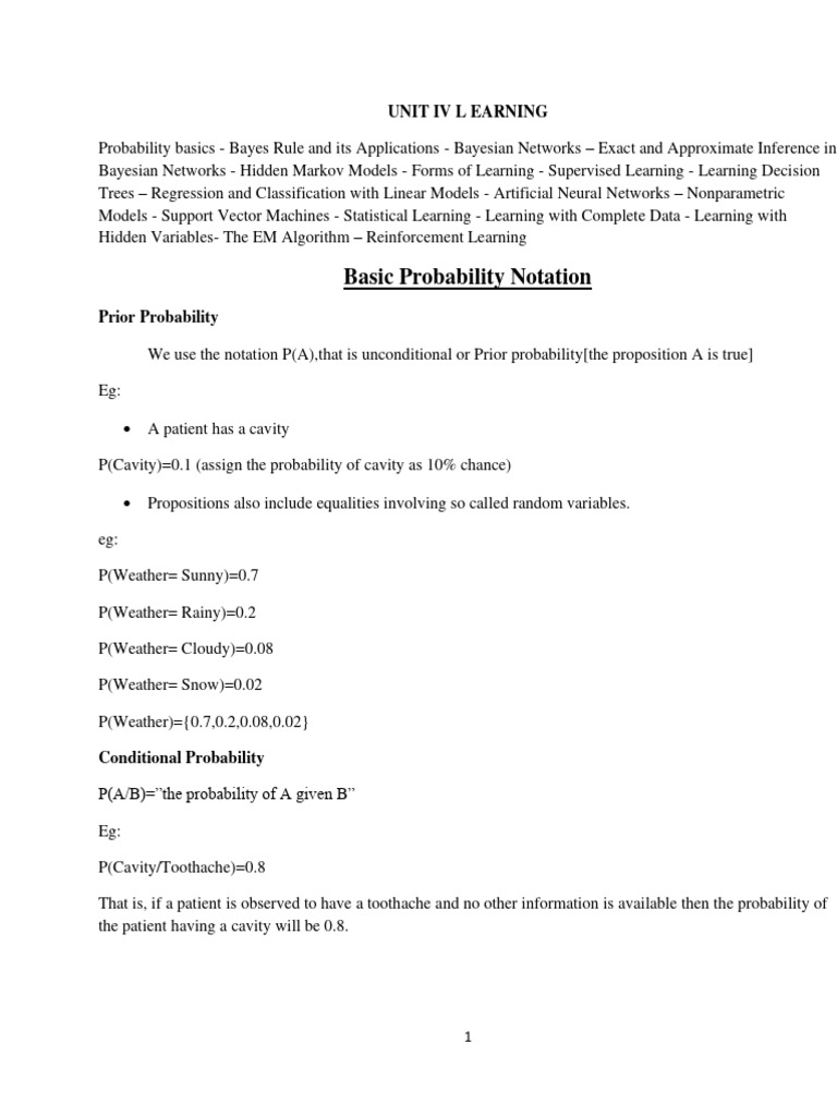 Unit 4 Ci 2017 | PDF | Bayesian Network | Support Vector Machine
