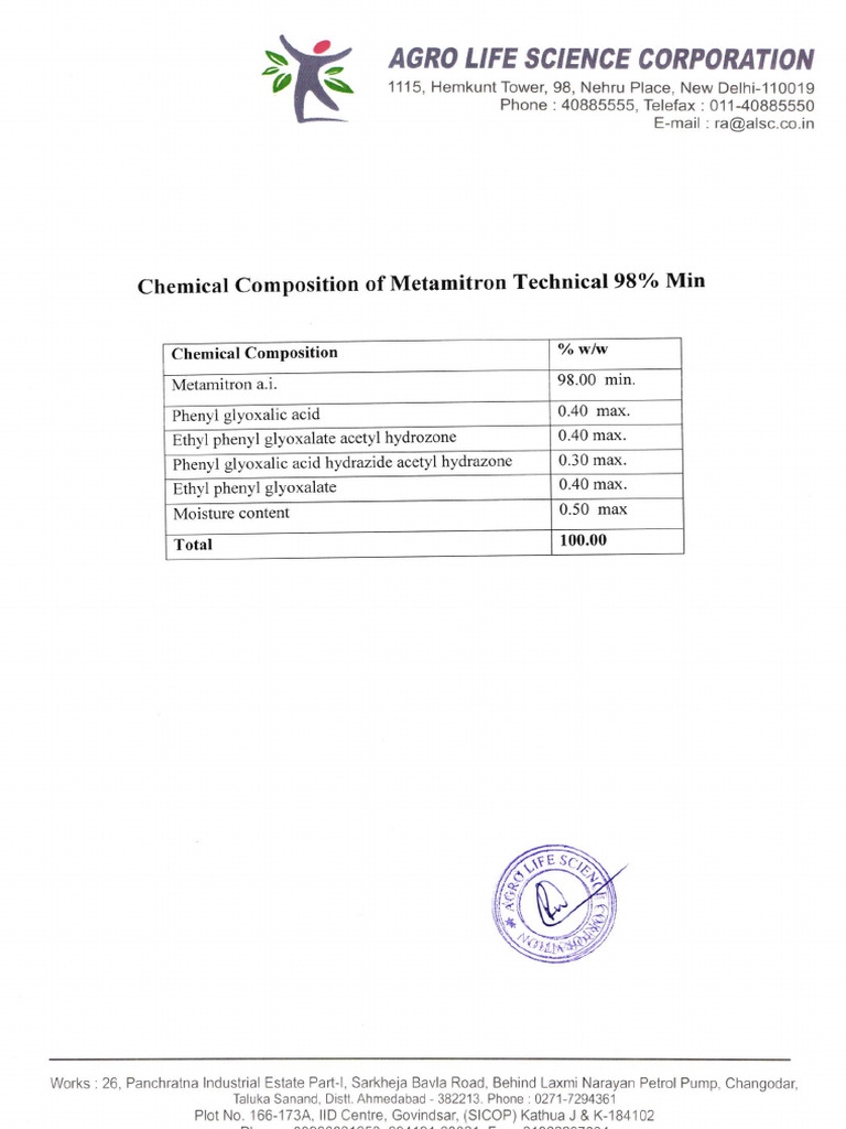 Chemical Composition Metamitron Technical | PDF