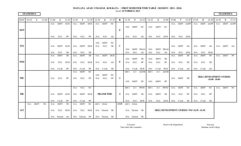 MAC-STAT Routine 2023-24 | PDF