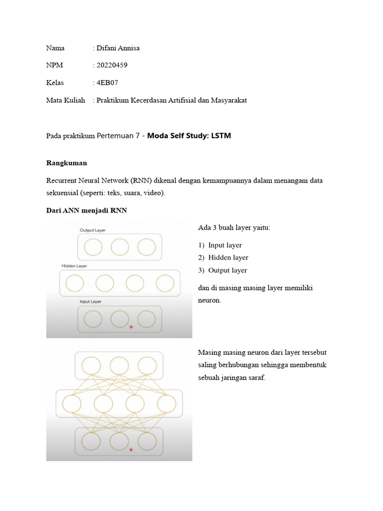 Difani Annisa - 20220459 - 4EB07 - LA Praktikum Kecerdasan Artifisial Dan Masyarakat M7 | PDF