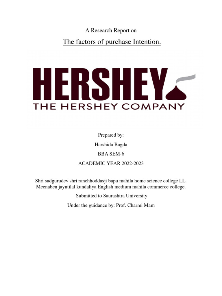 Hershey's Project Report - PDF 1 | PDF | Chocolate | Pricing