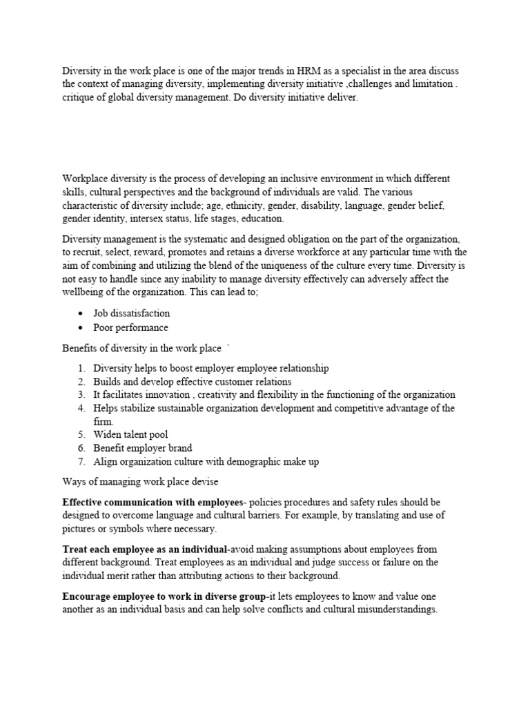 Cuurent Issues in HRM | PDF | Diversity (Business) | Employment