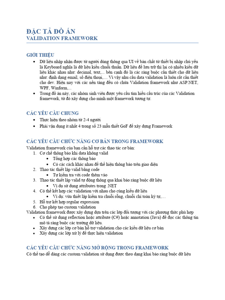 DP Dac Ta Do An Validation Framework | PDF