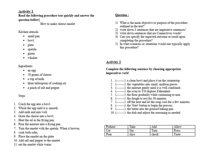 Procedure - Text Daring Activity | PDF | Frying Pan | Baking