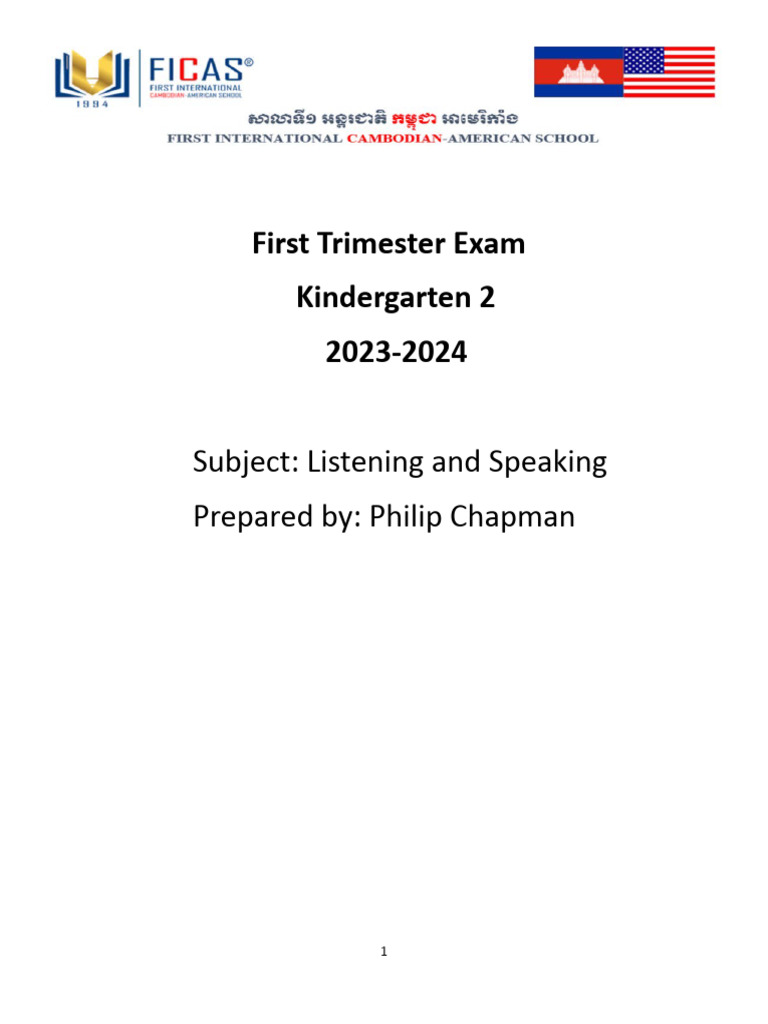 K2 Listening NG Speaking'Exam | PDF | Language Arts & Discipline