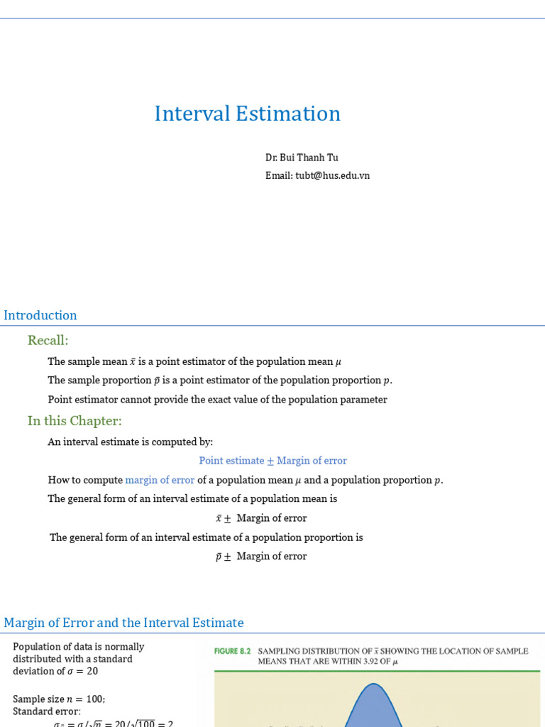 LectureNote - Interval Estimation | PDF | Sample Size Determination | Confidence Interval