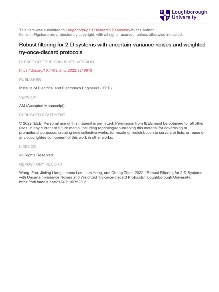 Fan Wang - IEEE SMC - Final | PDF | Kalman Filter | Matrix (Mathematics)