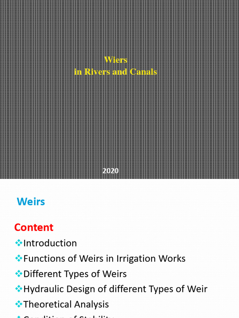 1 Weirs | PDF | Spillway | Applied And Interdisciplinary Physics