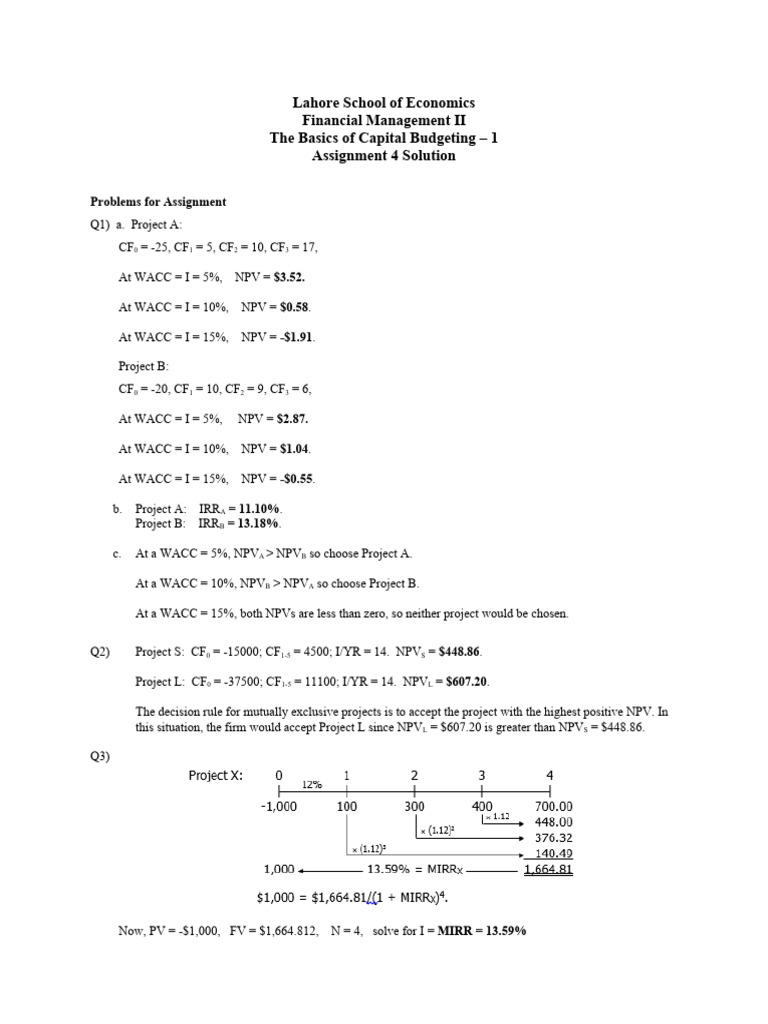 Assignment 2 Sol | PDF | Net Present Value | Internal Rate Of Return