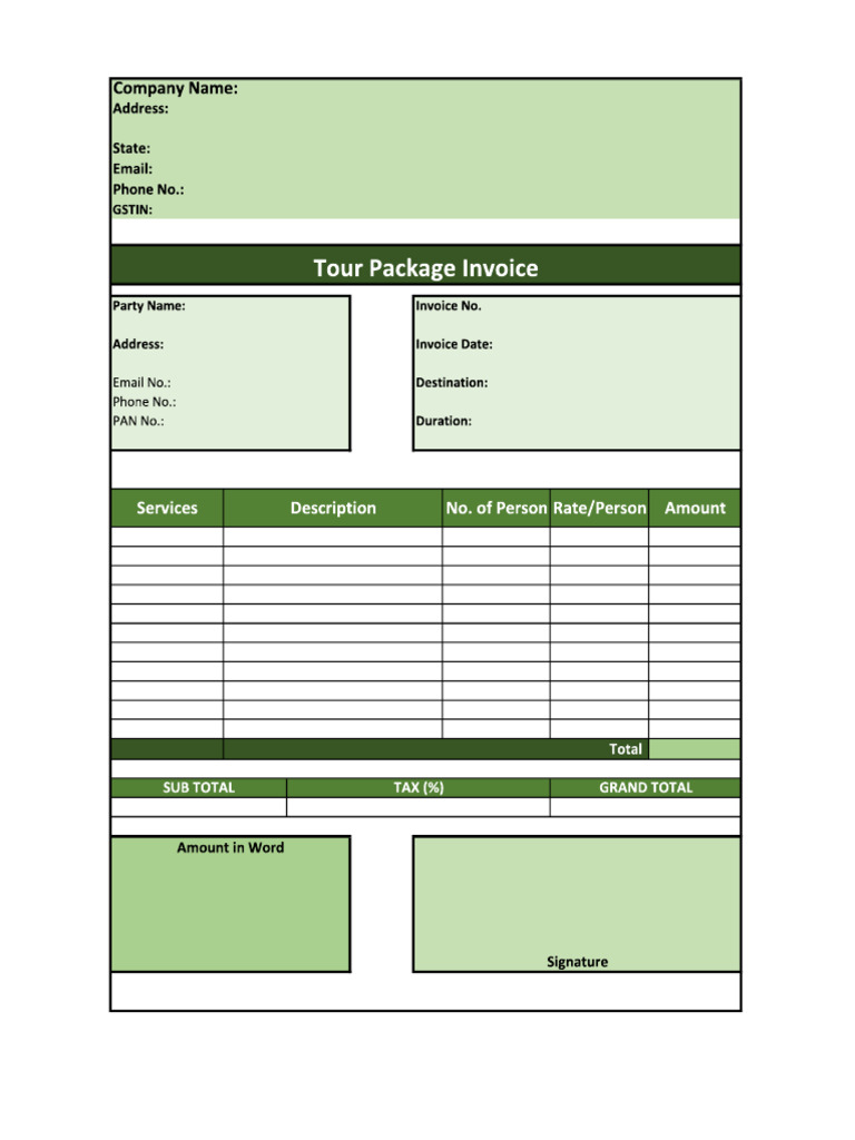 Tour Package Invoice 01 | PDF