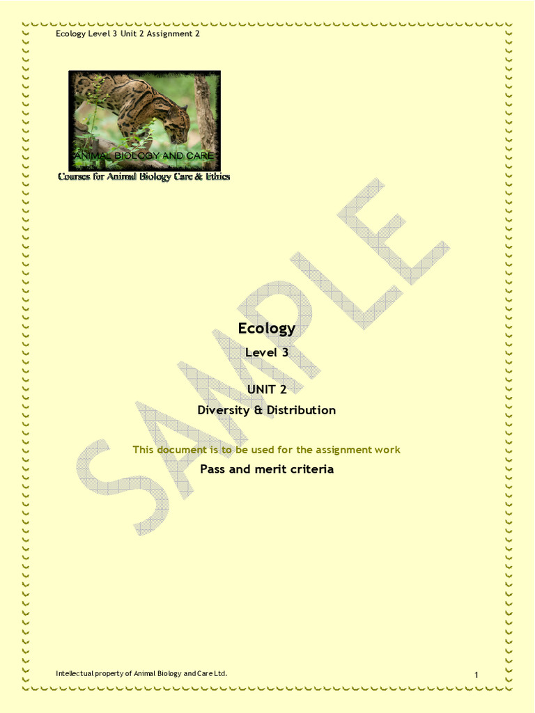 Ecology Assignment: Diversity & Distribution | PDF | Ecology | Biodiversity