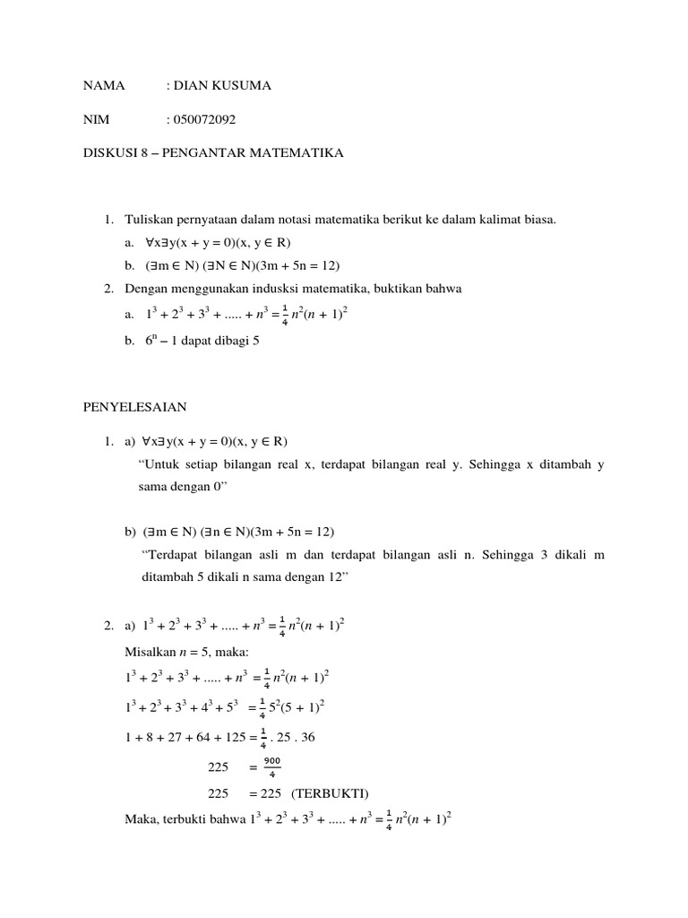 Diskusi 8 - Pengantar Matematika | PDF