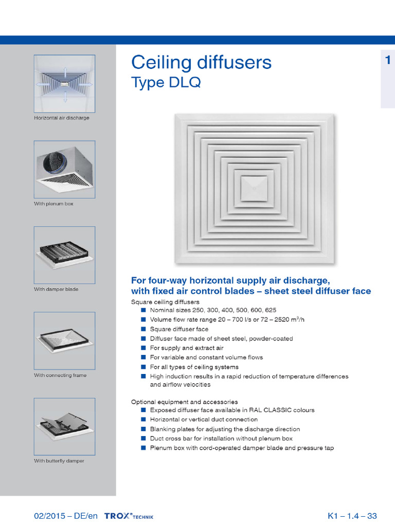 Ceiling Diffusers Type DLQ Hvac | PDF