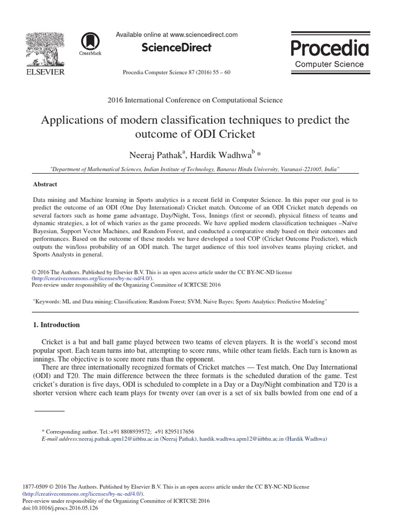 Application of Modern Classification Techniques To Predict Results ... Application of Modern Classification Techniques To Predict Results ...